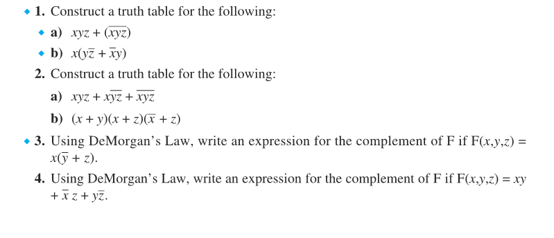 Solved Construct a truth table for the following: xyz + | Chegg.com