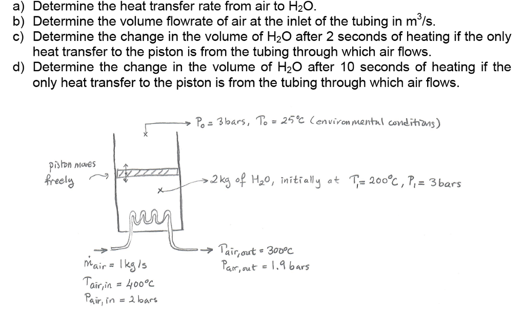 Solved a) Determine the heat transfer rate from air to H20. | Chegg.com