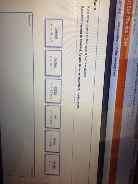 Solved Rank these objects on the basis of their wavelength. | Chegg.com
