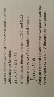 Solved Find the smooth extremal of the variational problem | Chegg.com