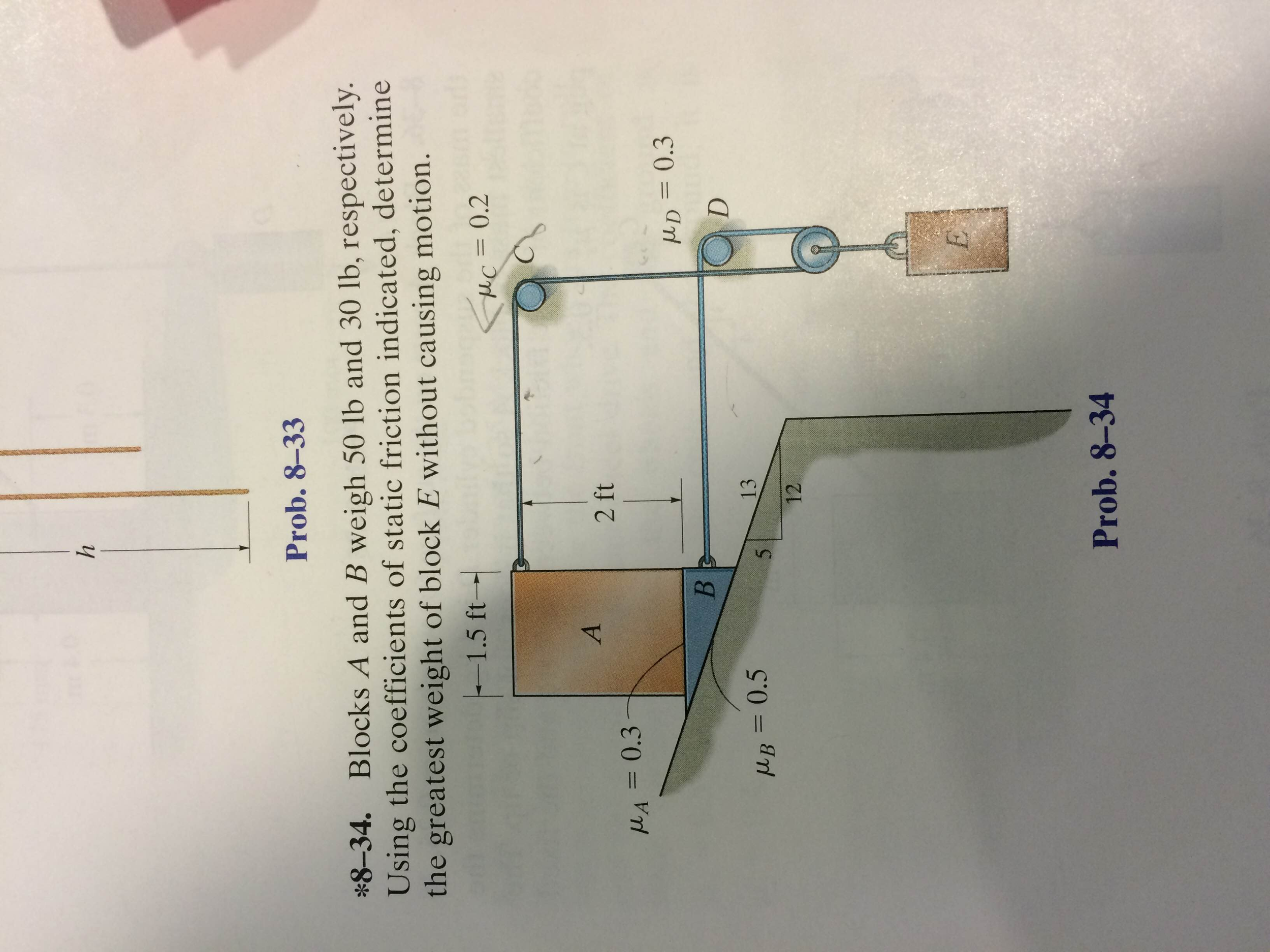 Solved Blocks A and B weigh 50 lb and 30 lb, respectively. | Chegg.com