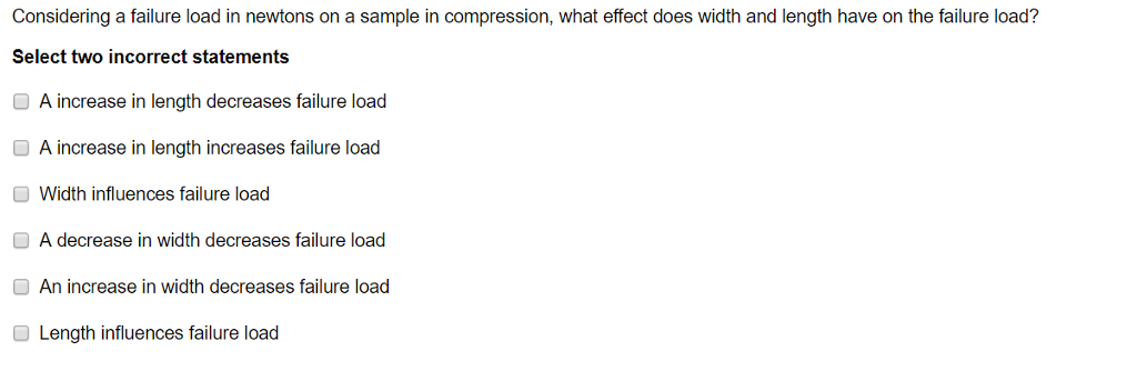 Solved Considering a failure load in newtons on a sample in | Chegg.com