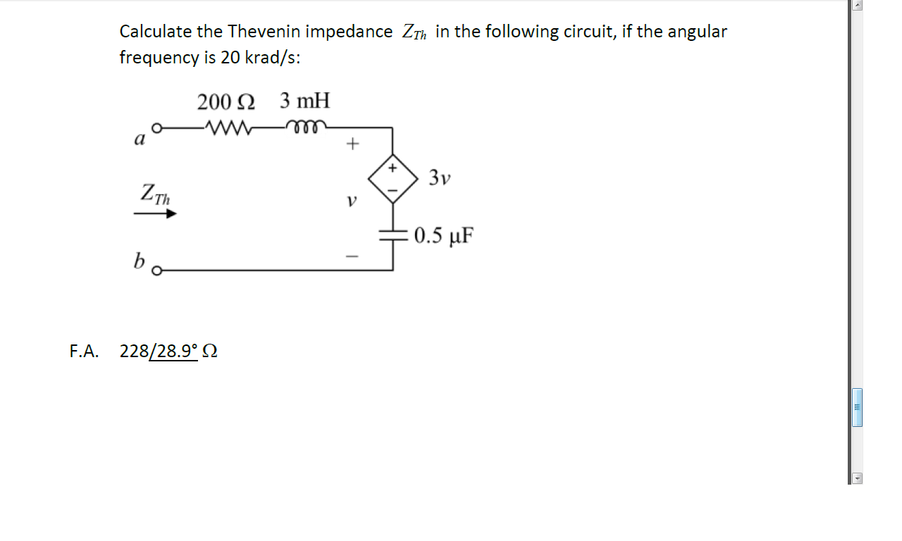Solved Calculate the Thevenin impedance ZTh, in the | Chegg.com