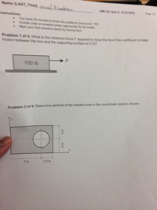 Solved What Is The Minimum Force F Required To Move The Box