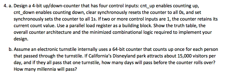 Solved 4. a. Design a 4-bit up/down-counter that has four | Chegg.com