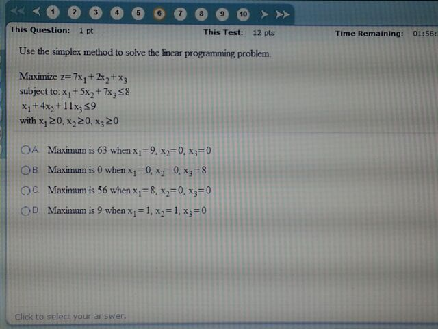 Solved Use the simple x method to solve the linear | Chegg.com