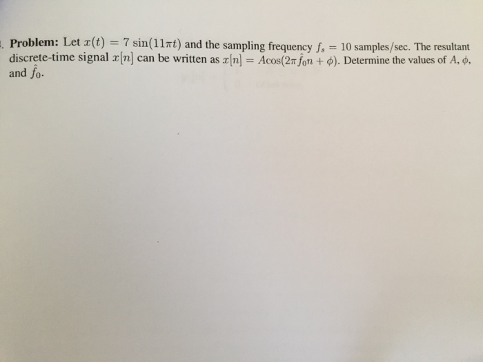Solved Let x(t) = 7 sin(11pit) and the sampling frequency | Chegg.com