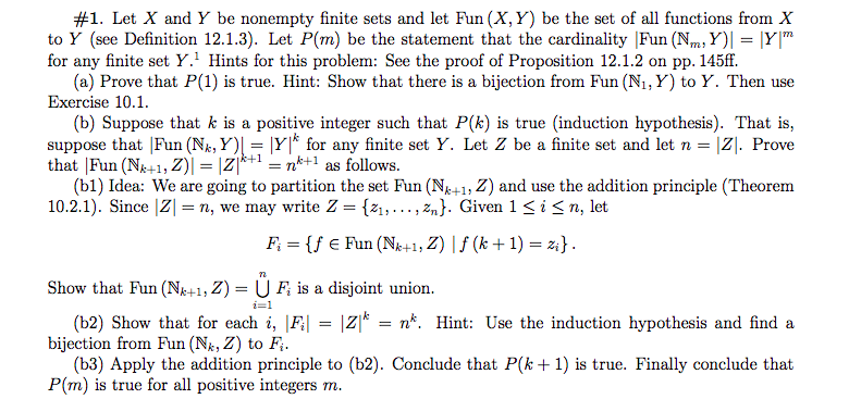 Solved #1. Let X and Y be nonempty finite sets and let Fun | Chegg.com