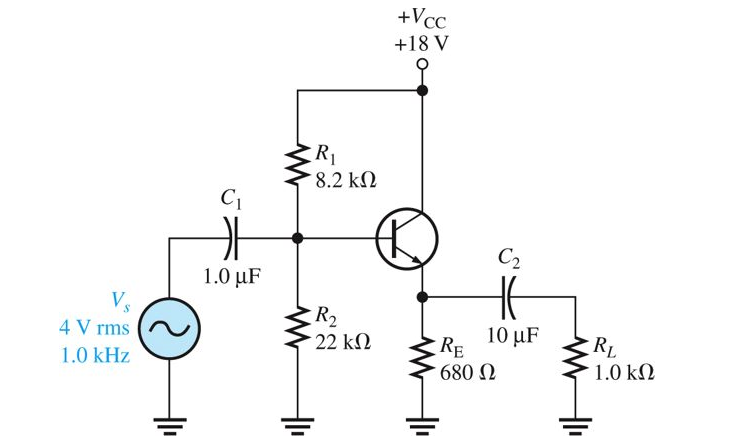 Solved 25.For the CC amplifier in Figure 3-76, compute the | Chegg.com