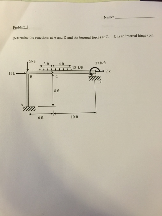 Solved Determine The Reactions At A And D And The Internal