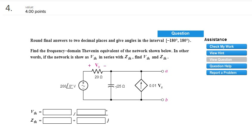 Solved Find the frequency-domain Thevenin equivalent of the | Chegg.com