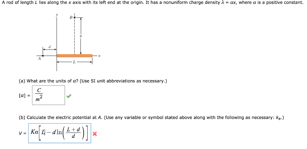 Solved A rod of length L lies along the x axis with its left | Chegg.com