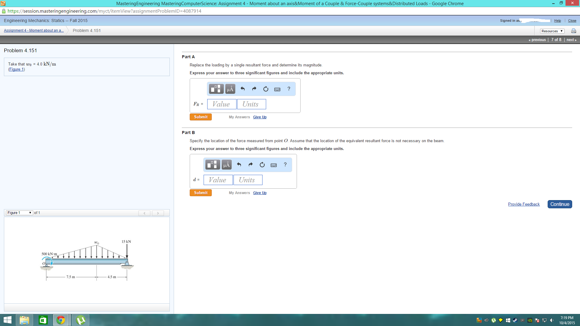 Solved Take that w0 = 4.0 kN/m (Figure 1) Part A Replace | Chegg.com Solved Take that w0 = 4.0 kN/m (Figure 1) Part A Replace | Chegg.com