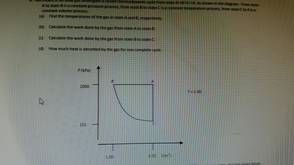 Solved a cosed thermodynamic cyde from state A->B-C>A as | Chegg.com