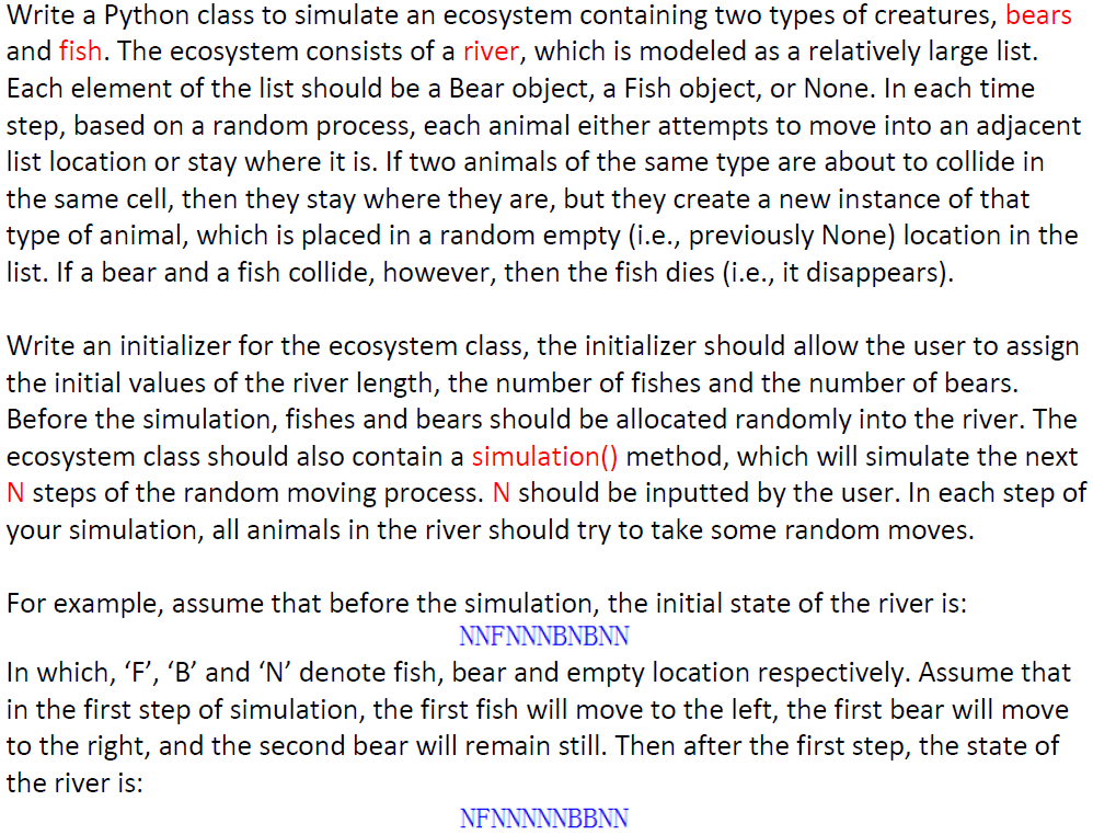 Solved Write a Python class to simulate an ecosystem | Chegg.com