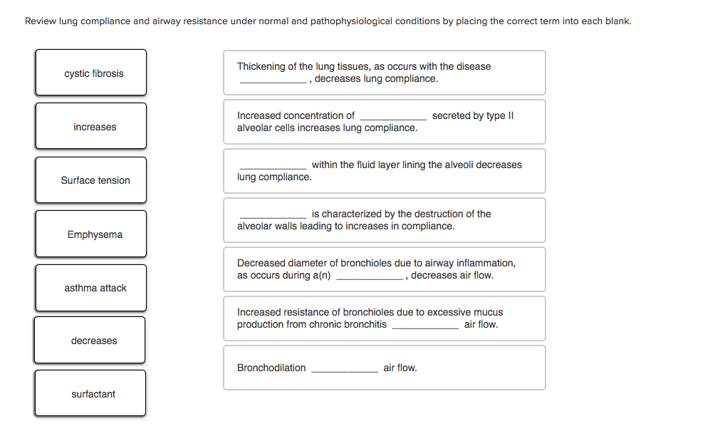 Solved Review lung compliance and airway resistance under | Chegg.com