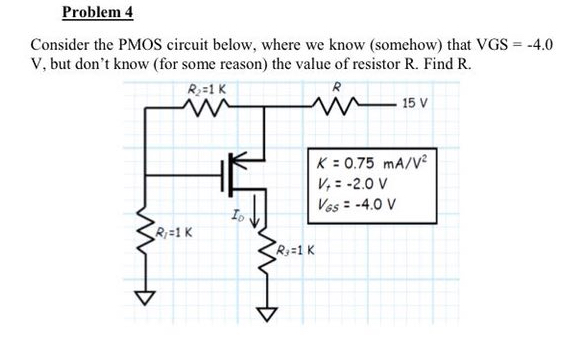 Solved Problem 4 Consider the PMOS circuit below, where we | Chegg.com