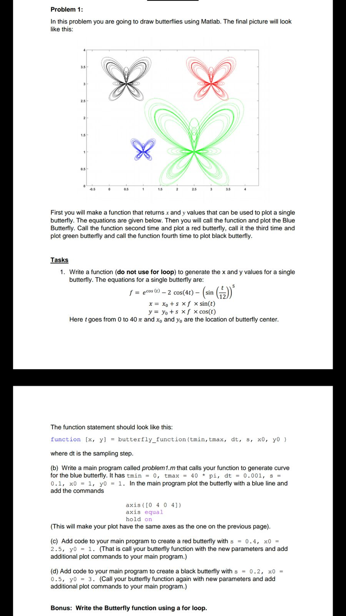 Solved In this problem you are going to draw butterflies | Chegg.com