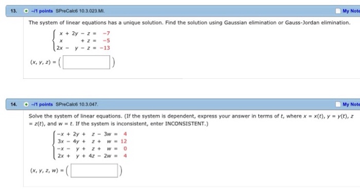 Solved The system of linear equations has a unique solution. | Chegg.com