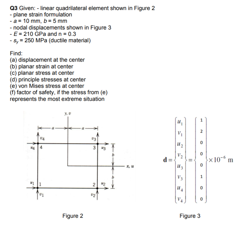 Solved Q3 Given: linear quadrilateral element shown in | Chegg.com