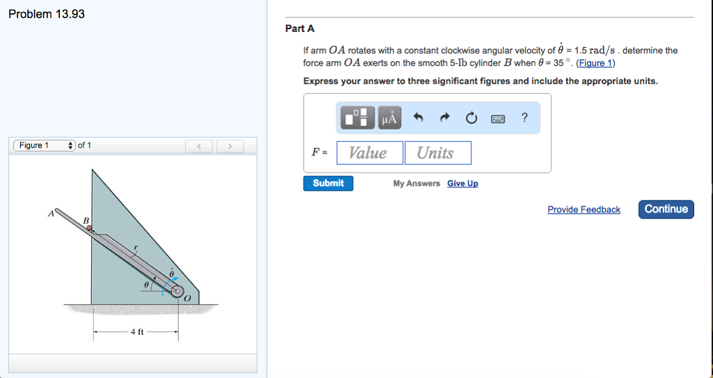 Solved If Arm Oa Rotates With A Constant Clockwise Angular 