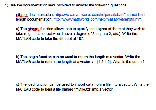 Solved 1) Use the documentation links provided to answer the | Chegg.com
