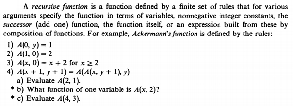 Solved A recursive function is a function defined by a | Chegg.com