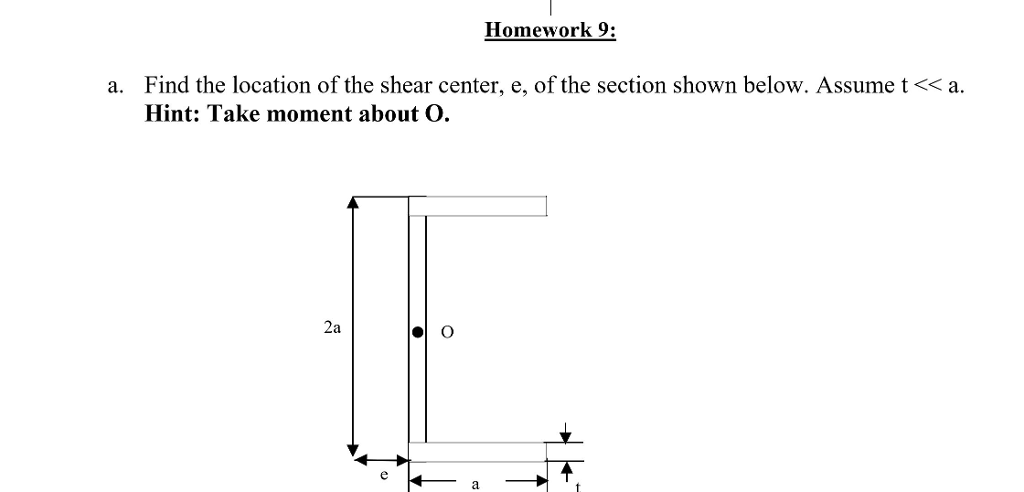 Solved Homework 9: Find the location of the shear center, e, | Chegg.com