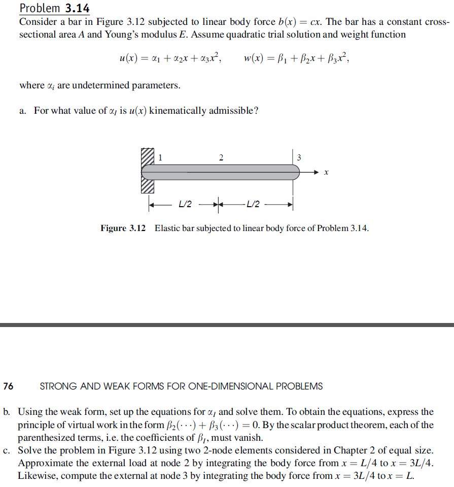 Consider a bar in Figure 3.12 subjected to linear | Chegg.com