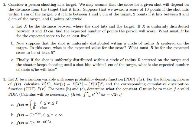 Solved Consider a person shooting at a target. We may assume | Chegg.com