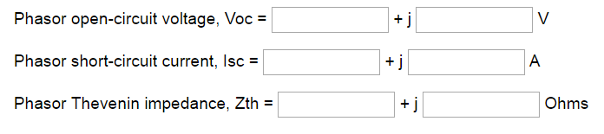 Solved Phasor open-circuit voltage, Voc = Phasor | Chegg.com