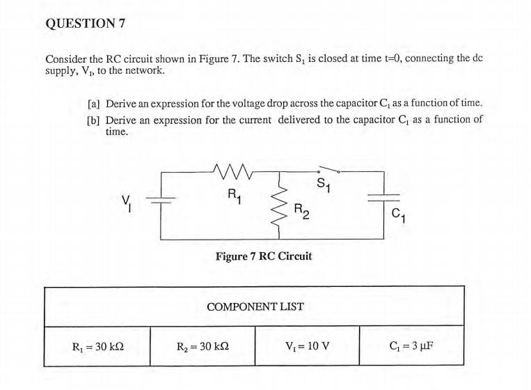 Solved QUESTION 7 Consider the RC circuit shown in Figure 7. | Chegg.com