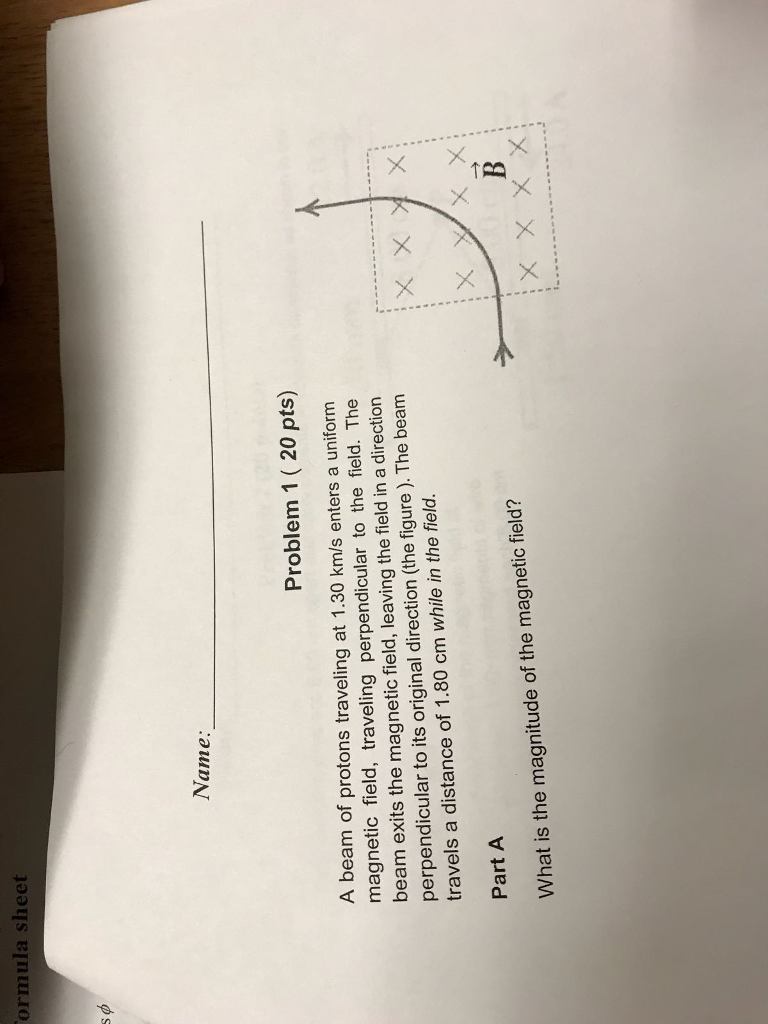 Solved ormula sheet Name Problem 1 (20 pts) A beam of | Chegg.com