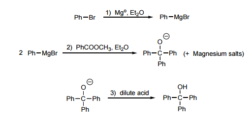 Solved 2 Ph-MgBr 1) MgD. Et20 Ph-MgBr 2) PhCOOCH3, Et20 | Chegg.com