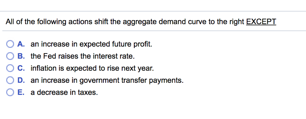 Solved All of the following actions shift the aggregate | Chegg.com
