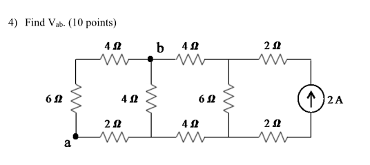 Solved ) Find Vab. (10 points) 2Ω 6Ω 4Ω 6Ω 2 A 2Ω 4Ω 2Ω | Chegg.com