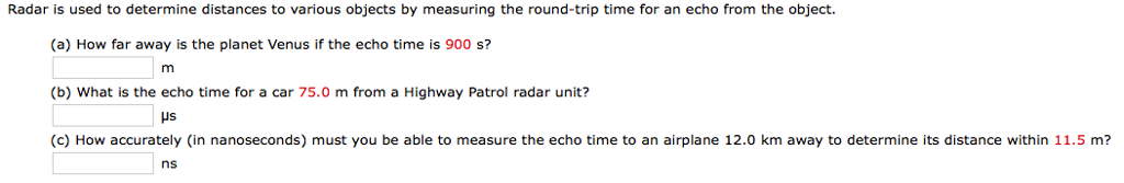 Solved Radar is used to determine distances to various | Chegg.com