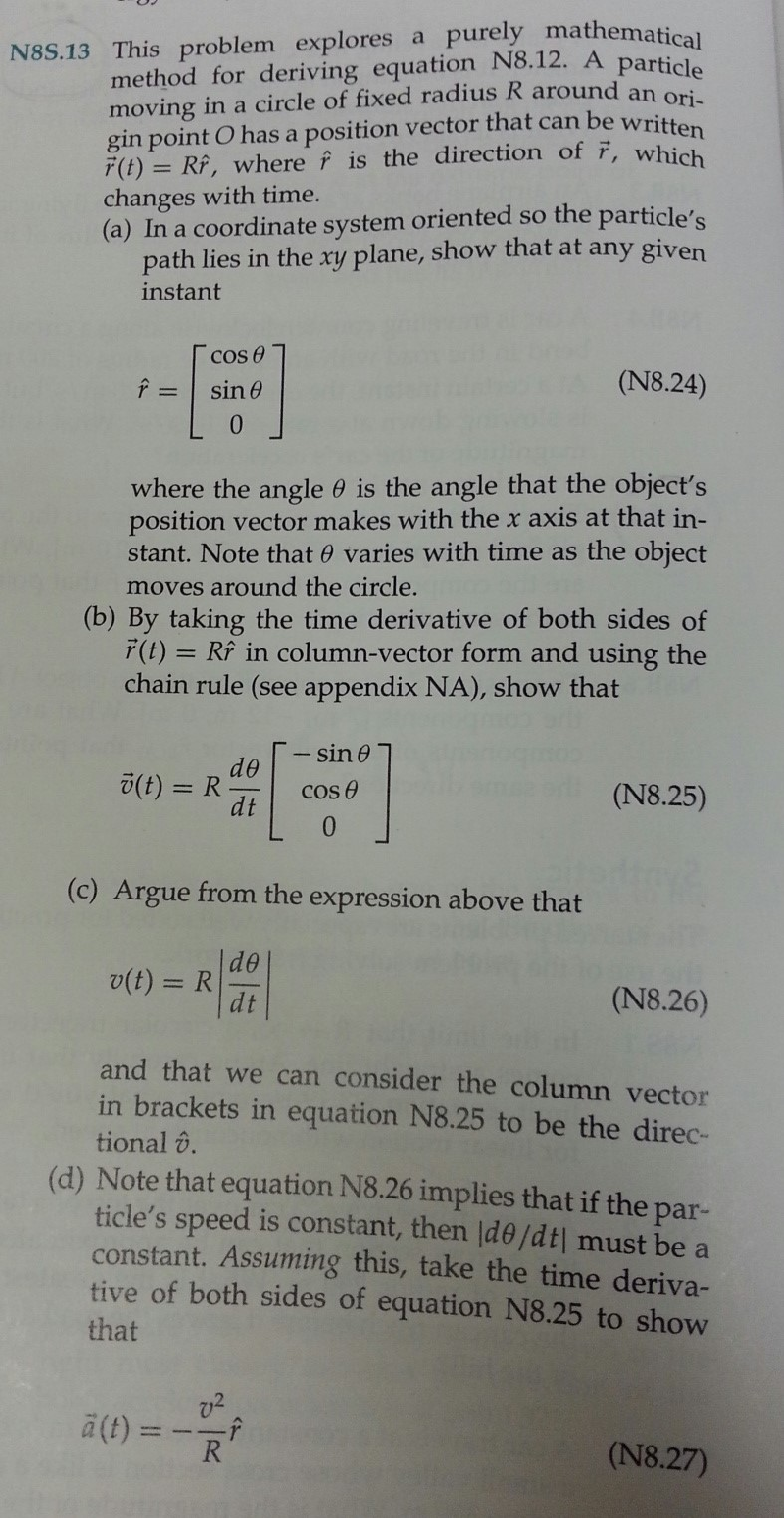 Solved Deriving uniform circular motion problem. Please | Chegg.com