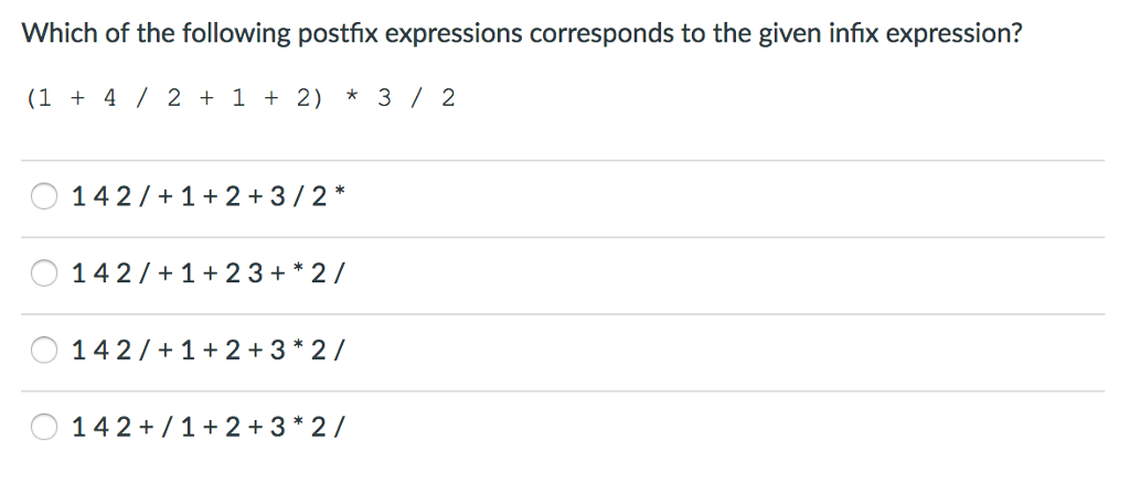 Solved Which of the following postfix expressions | Chegg.com