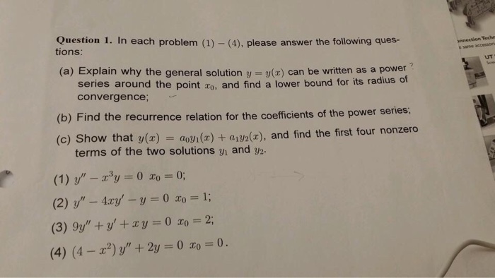 Solved Find the recurrence relation for the coefficients in | Chegg.com