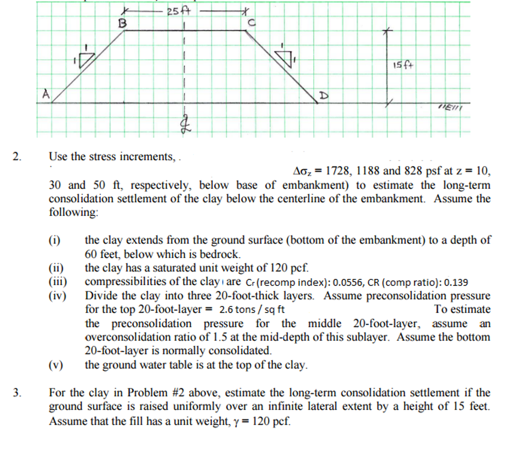 Solved Use the stress increments, Delta sigma_z = 1728, | Chegg.com