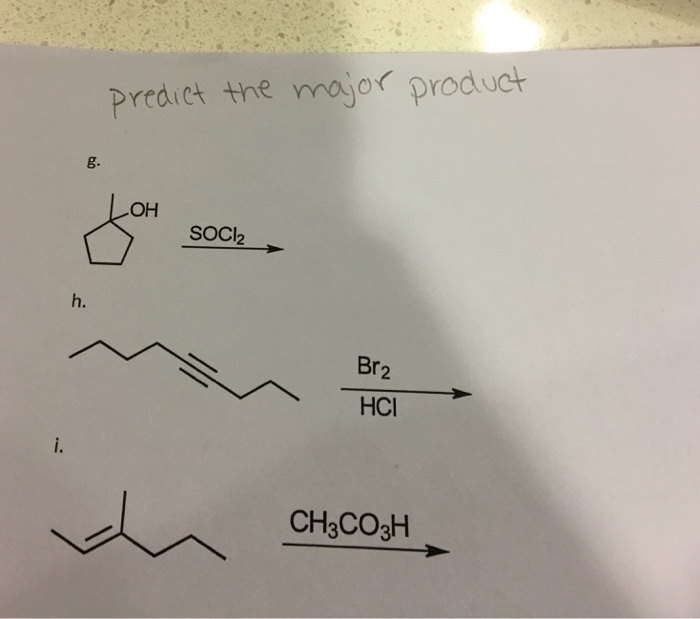 Solved Predict the major product OH SOCI. Br2 HCI CH3CO3H | Chegg.com