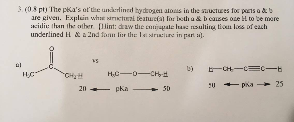 Solved The pKa's of the underlined hydrogen atoms in the | Chegg.com