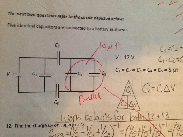 Solved Five identical capacitors are connected to a battery | Chegg.com