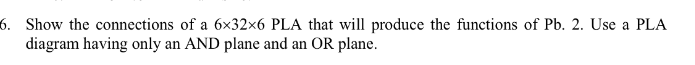 Solved Show the connections of a 6 times 32 times 6 PLA that | Chegg.com