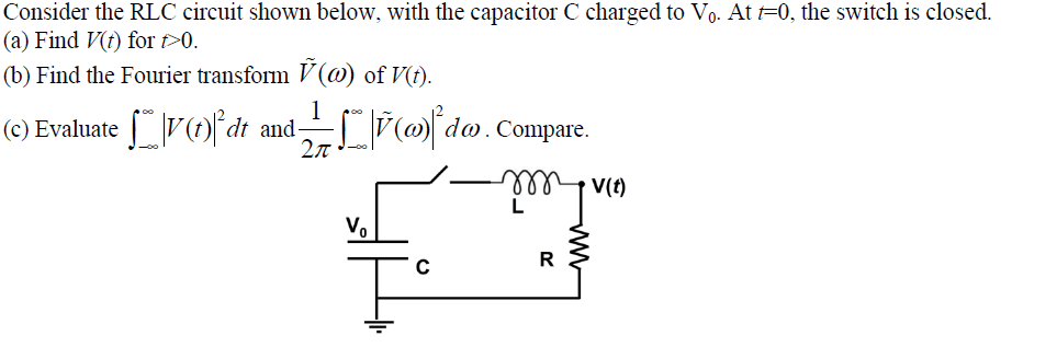 Solved Consider the RLC circuit shown below, with the | Chegg.com