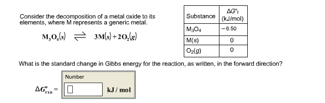 Solved Consider the decomposition of a metal oxide to its | Chegg.com Solved Consider the decomposition of a metal oxide to its | Chegg.com