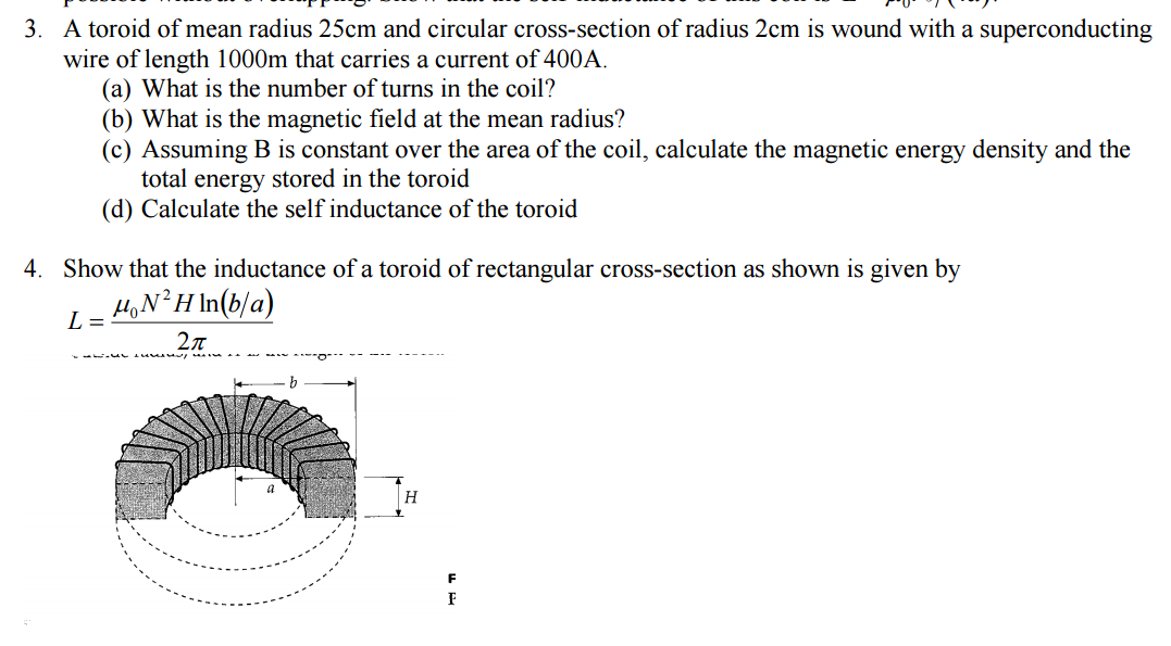 Solved A toroid of mean radius 25cm and circular | Chegg.com