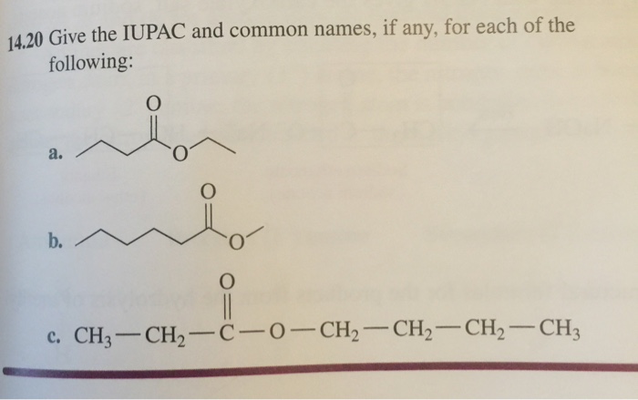 Solved Give the IUPAC and common names, if any, for each of | Chegg.com