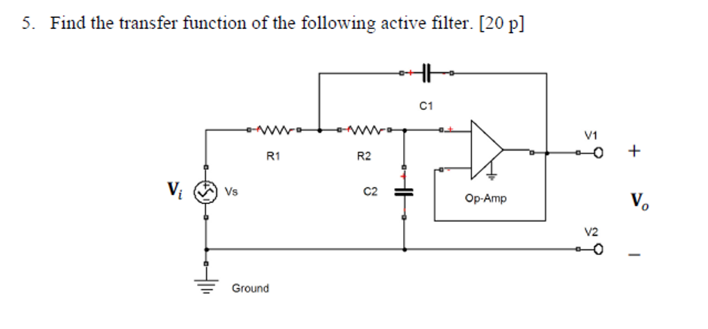Solved Find the transfer function of the following active | Chegg.com
